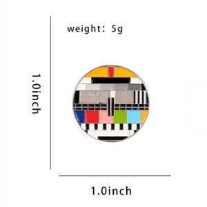 Jewelry | 63 Round Tv Static Enamel Pin | Poshmark